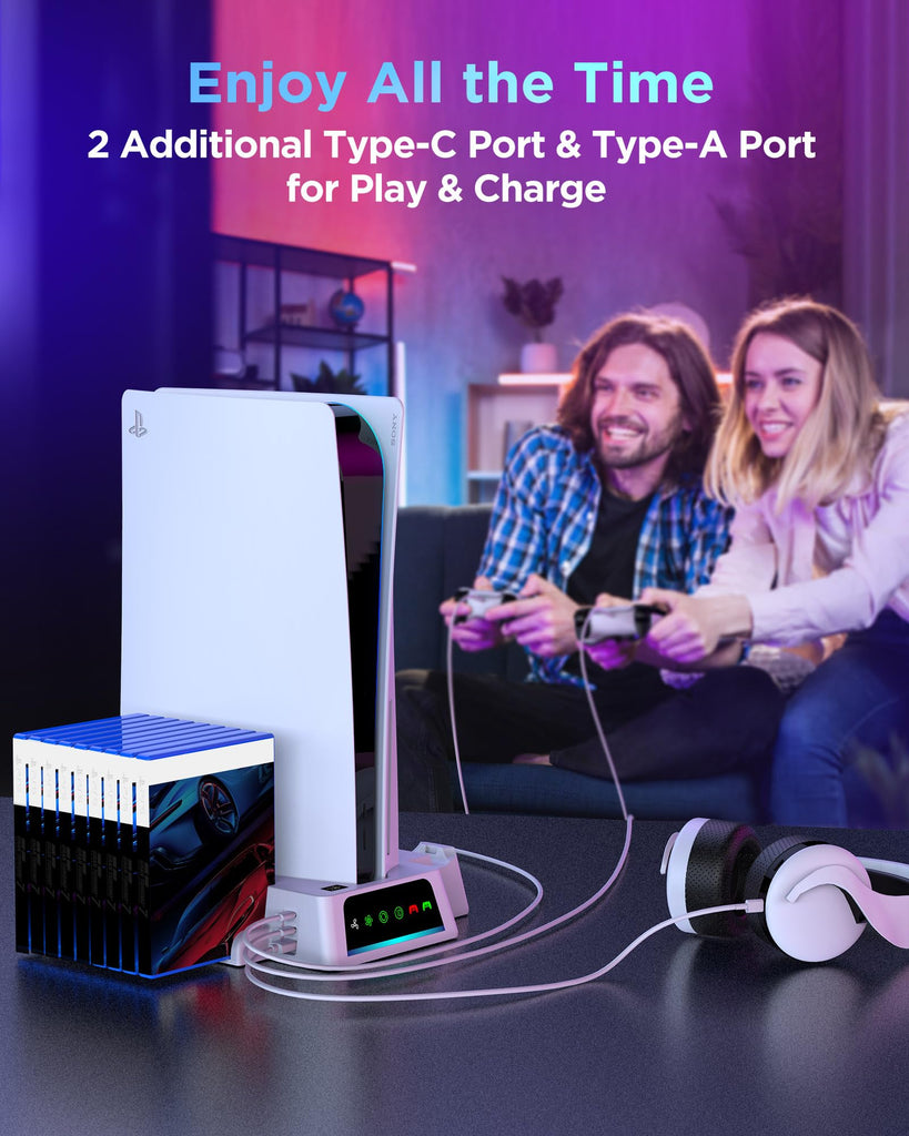 YOGES PS5 Stand and Cooling Station with Temperature Sensor, 2H Fast P