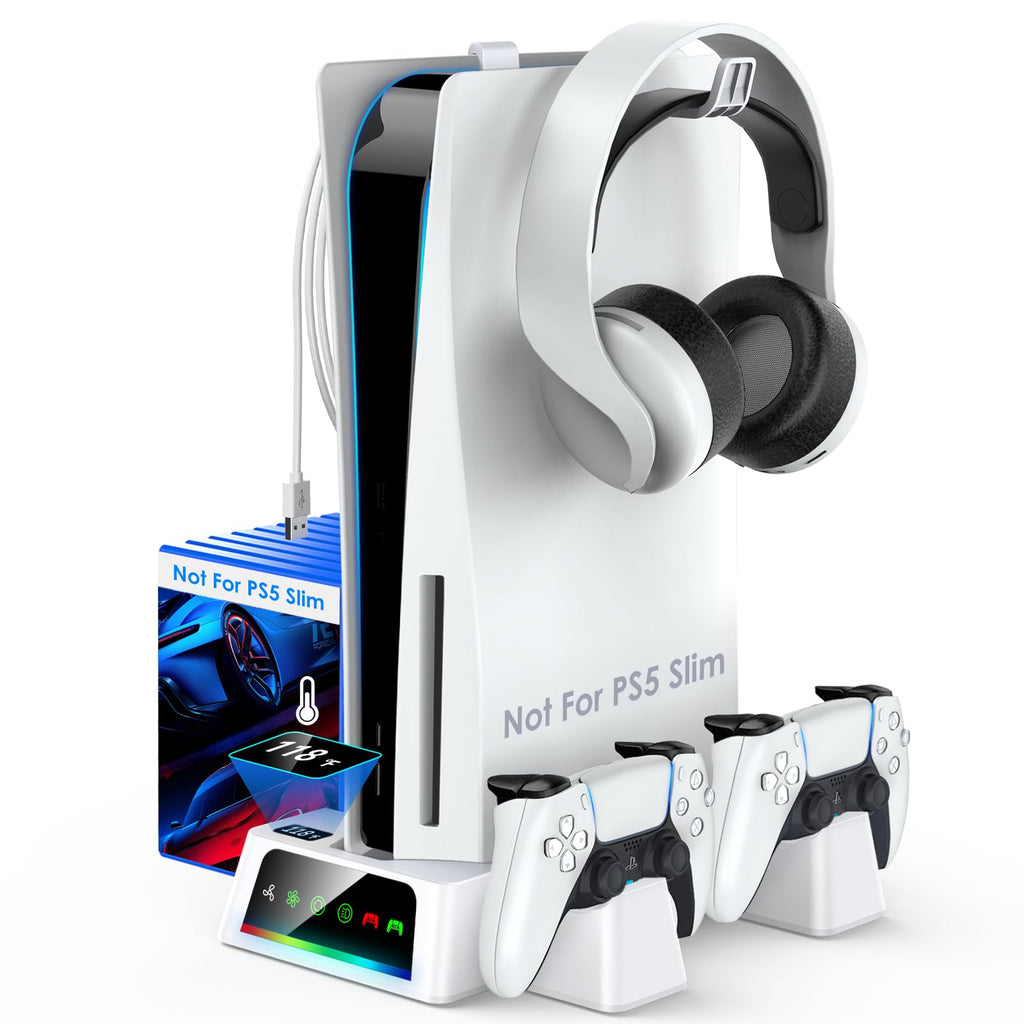 YOGES PS5 Stand and Cooling Station with Temperature Sensor, 2H Fast P