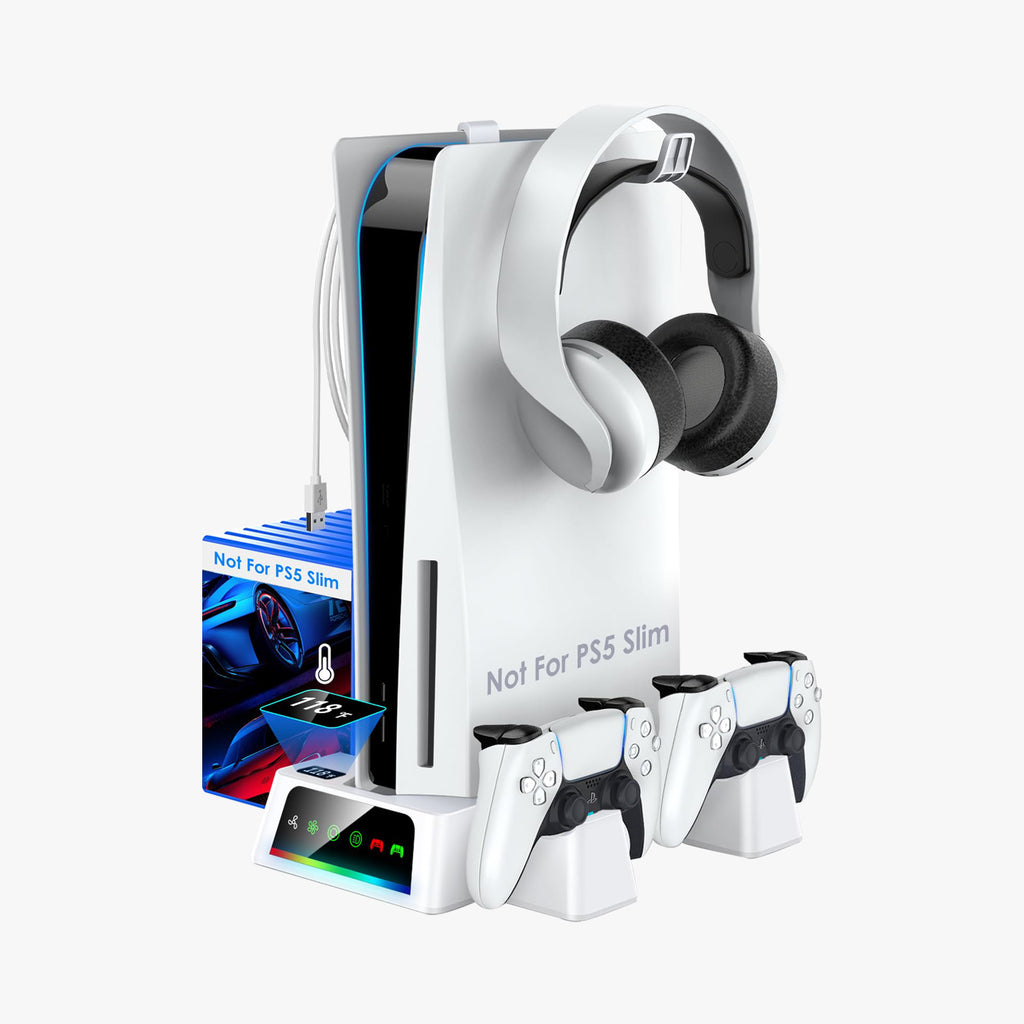 YOGES PS5 & PS5 Slim Stand and Cooling Station with Temperature Sensor