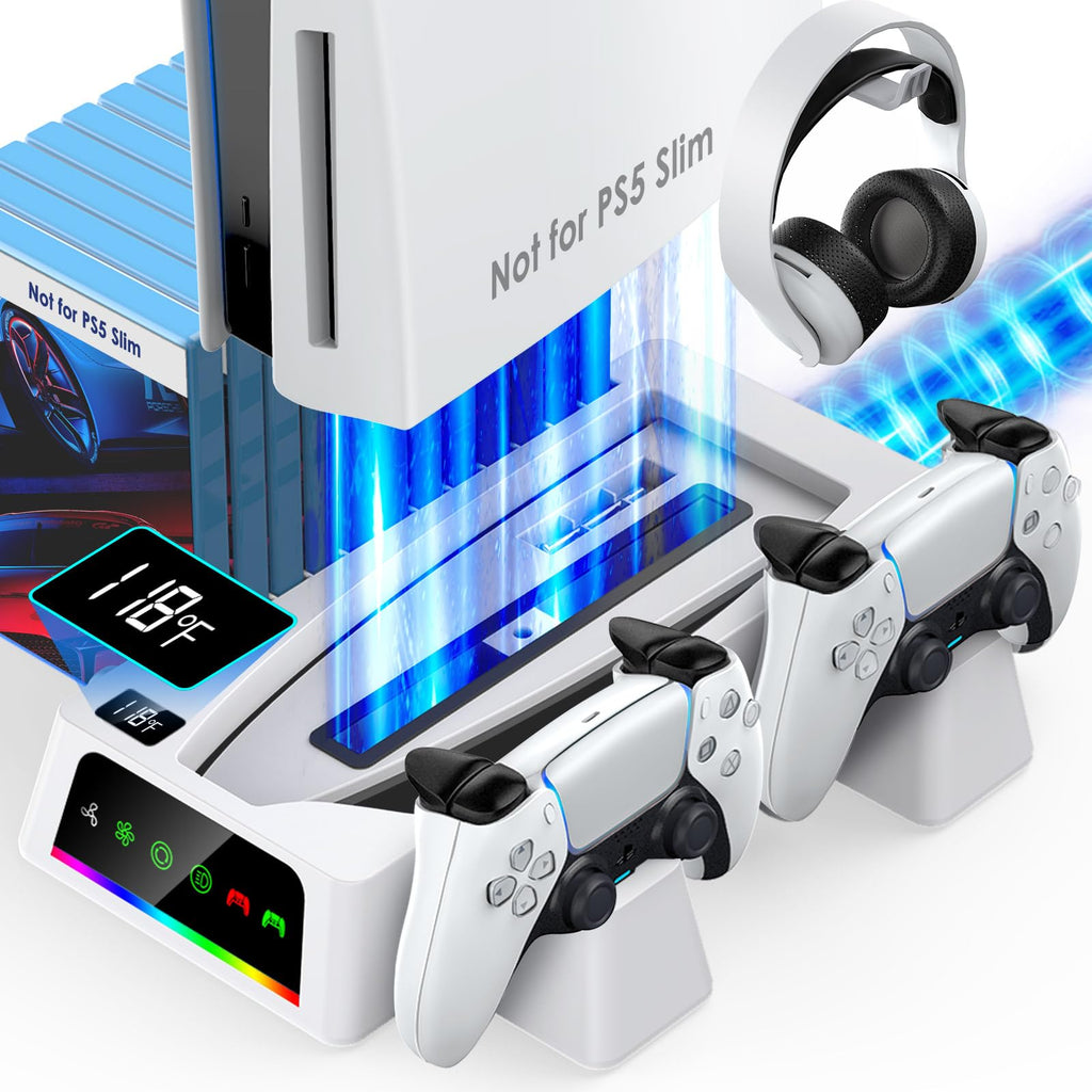 YOGES PS5 & PS5 Slim Stand and Cooling Station with Temperature Sensor