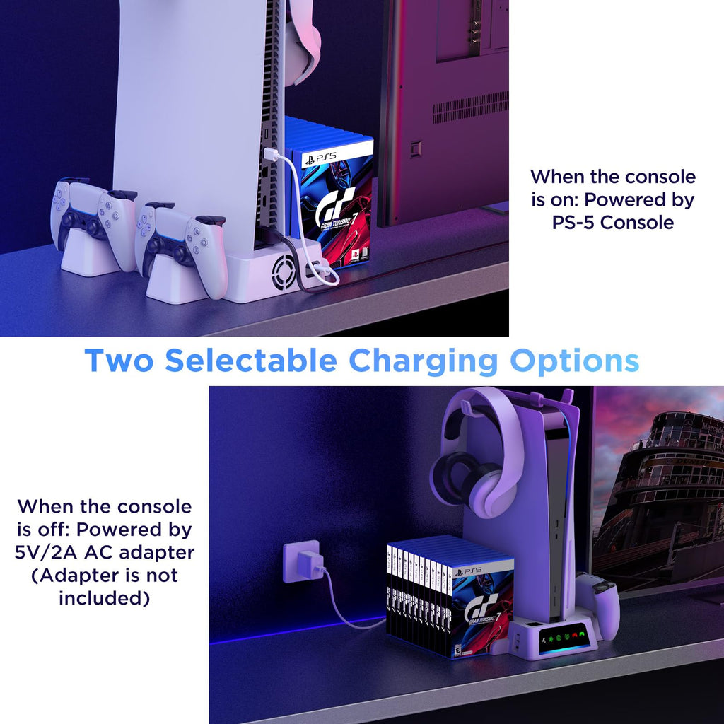 YOGES PS5 & PS5 Slim Stand and Cooling Station with Temperature Sensor