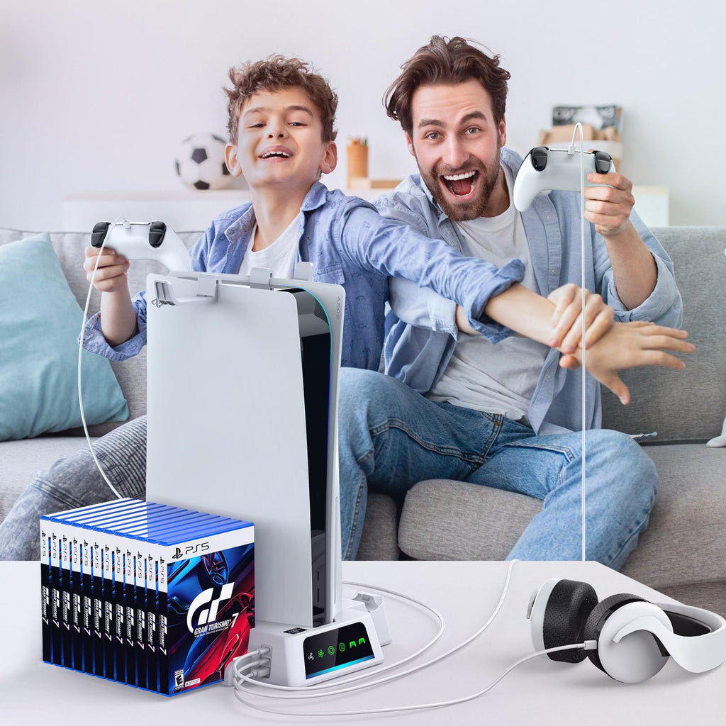YOGES PS5 & PS5 Slim Stand and Cooling Station with Temperature Sensor